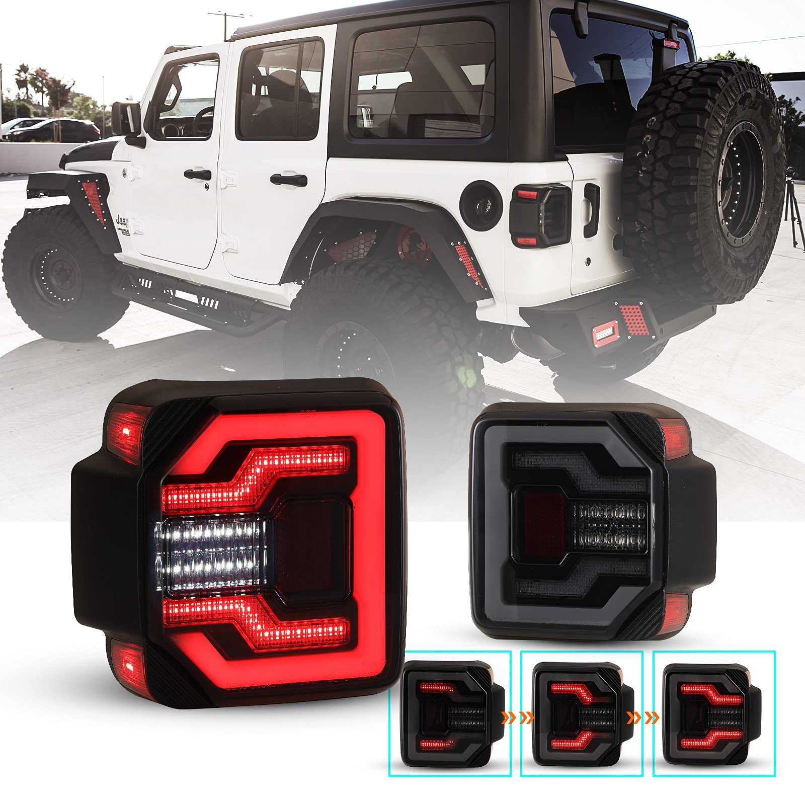 WOLFSTORM LED Tail Lights Fit for 2018 2019 2020 2021 2022 2023 Jeep ...