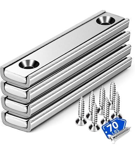 Neodymium Magnets In Channels W/ 2#6 Countersunk Holes, 50 LB Holding ...