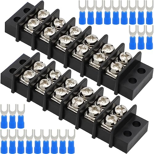 Terminal Block,2 Pack 6 Circuits 20-30A 200v-450v Dual Row Screw ...