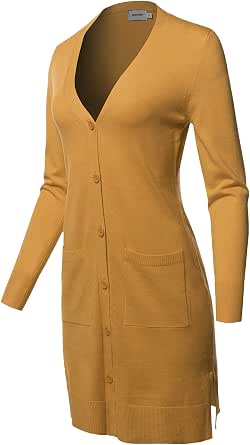 Women's Casual Button Up Long-Line Sweater Viscose Knit Cardigan at ...