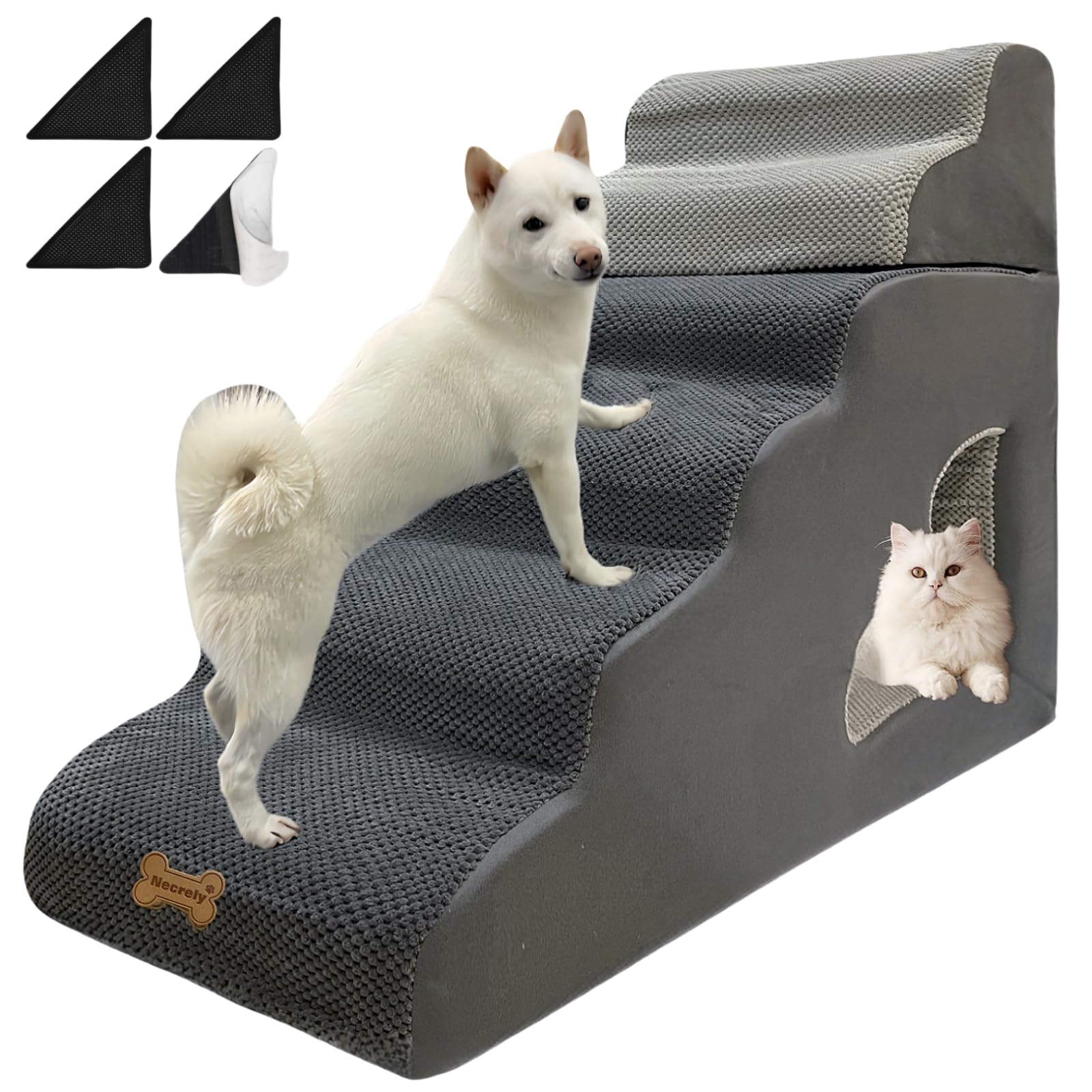 dog stairs for small dogs to 30 inches high beds, 6 step dog ramp stair ...