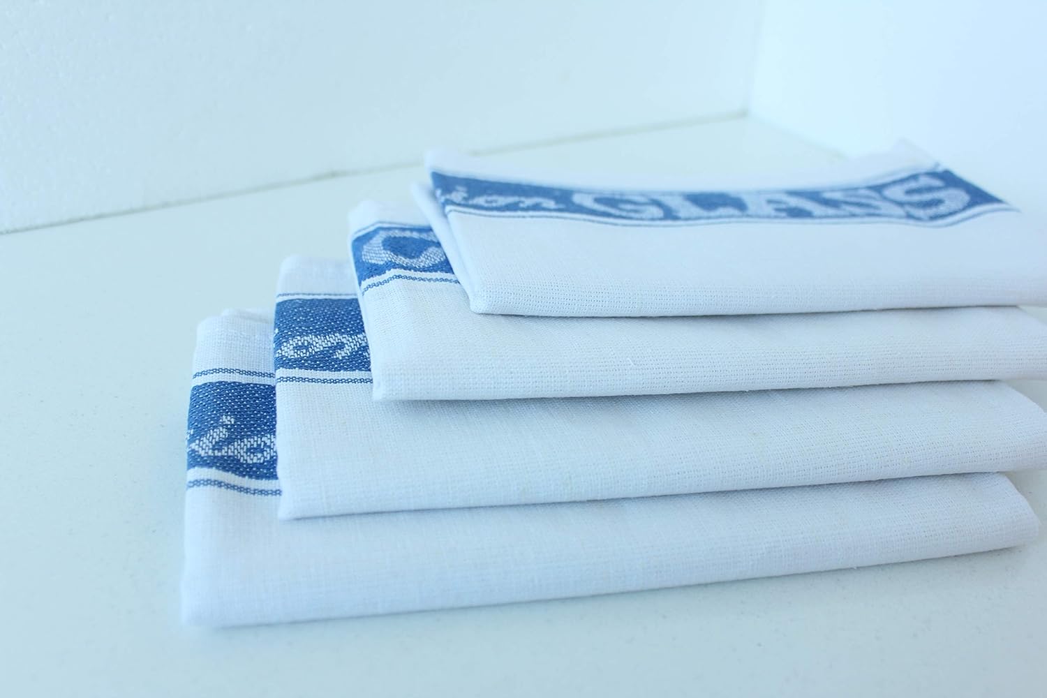 Pack of 4 Blue Linen Union Glass Cloth / 4 x Blue Glass Cloth: Amazon ...