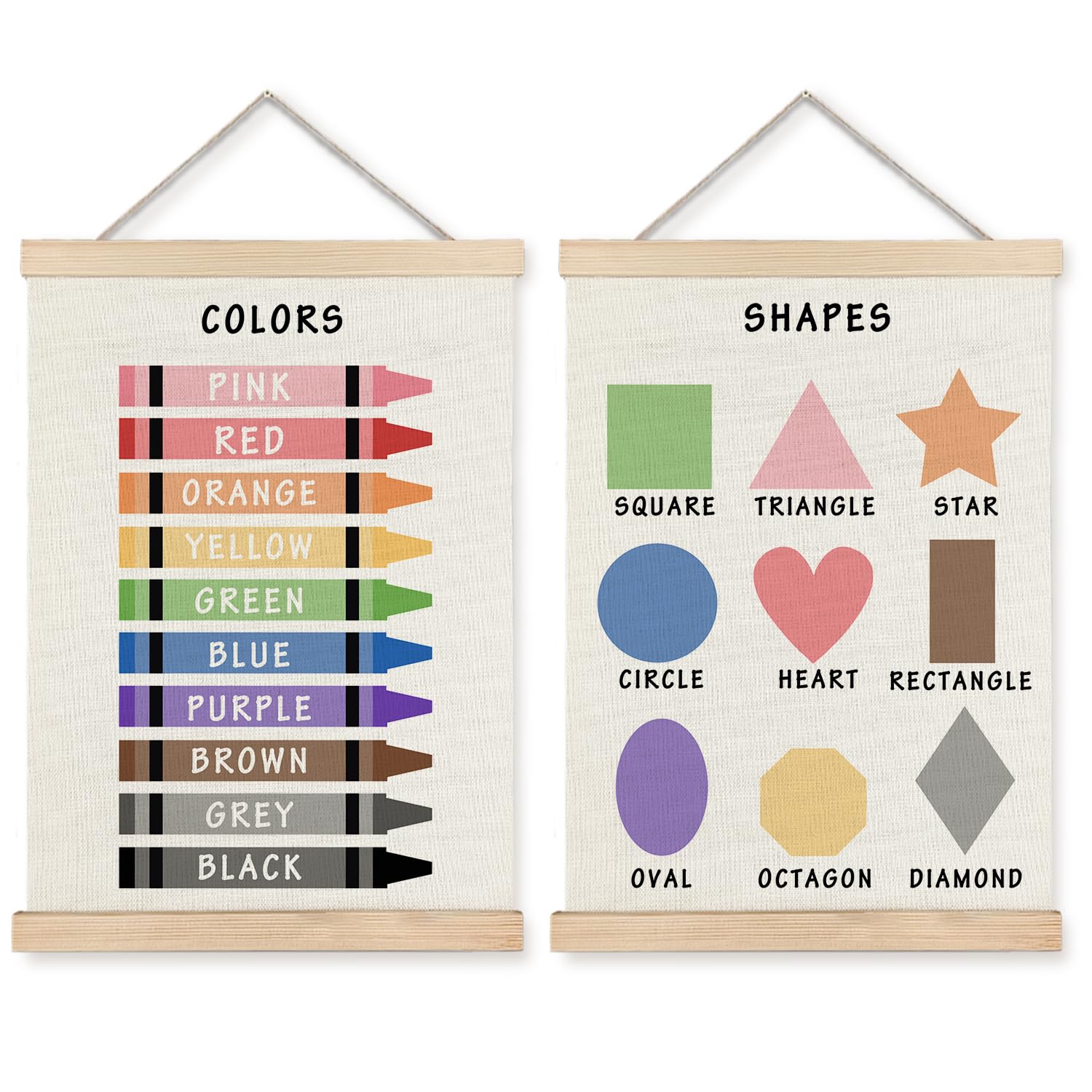 Supwhd Shapes Colors Posters for Classroom Wall, Shapes Colors Learning ...