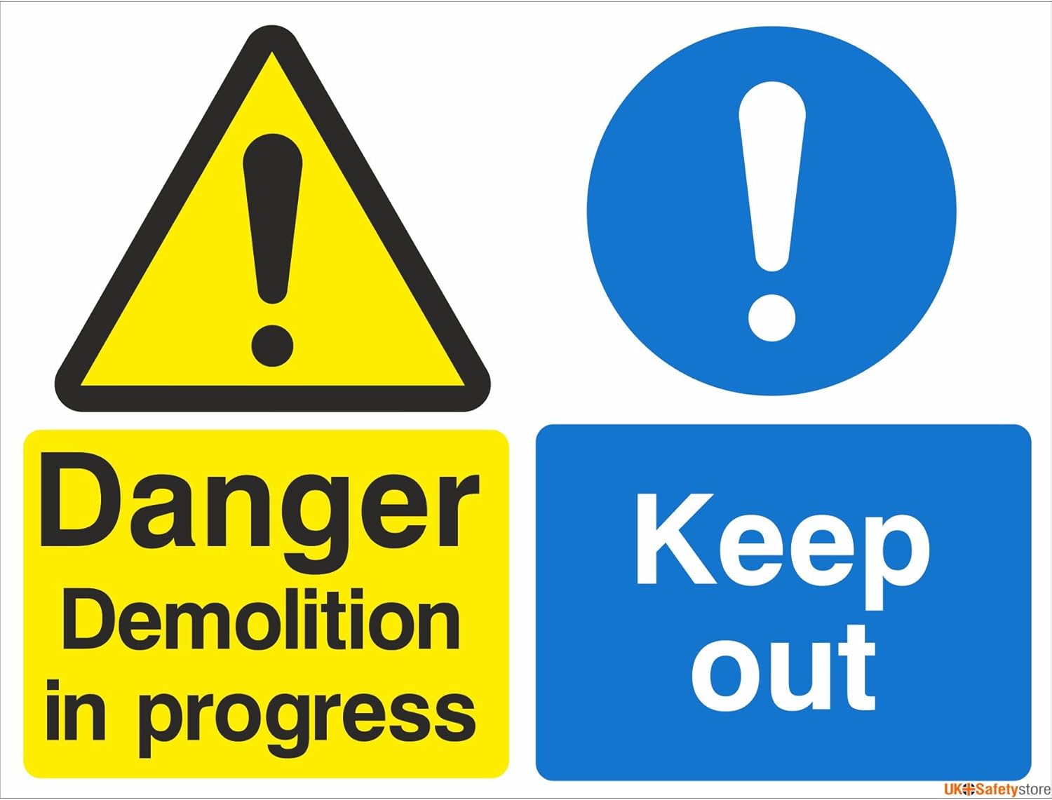 2 x Danger Demolition In Progress Keep Out Multi Purpose Signs 600mm x ...