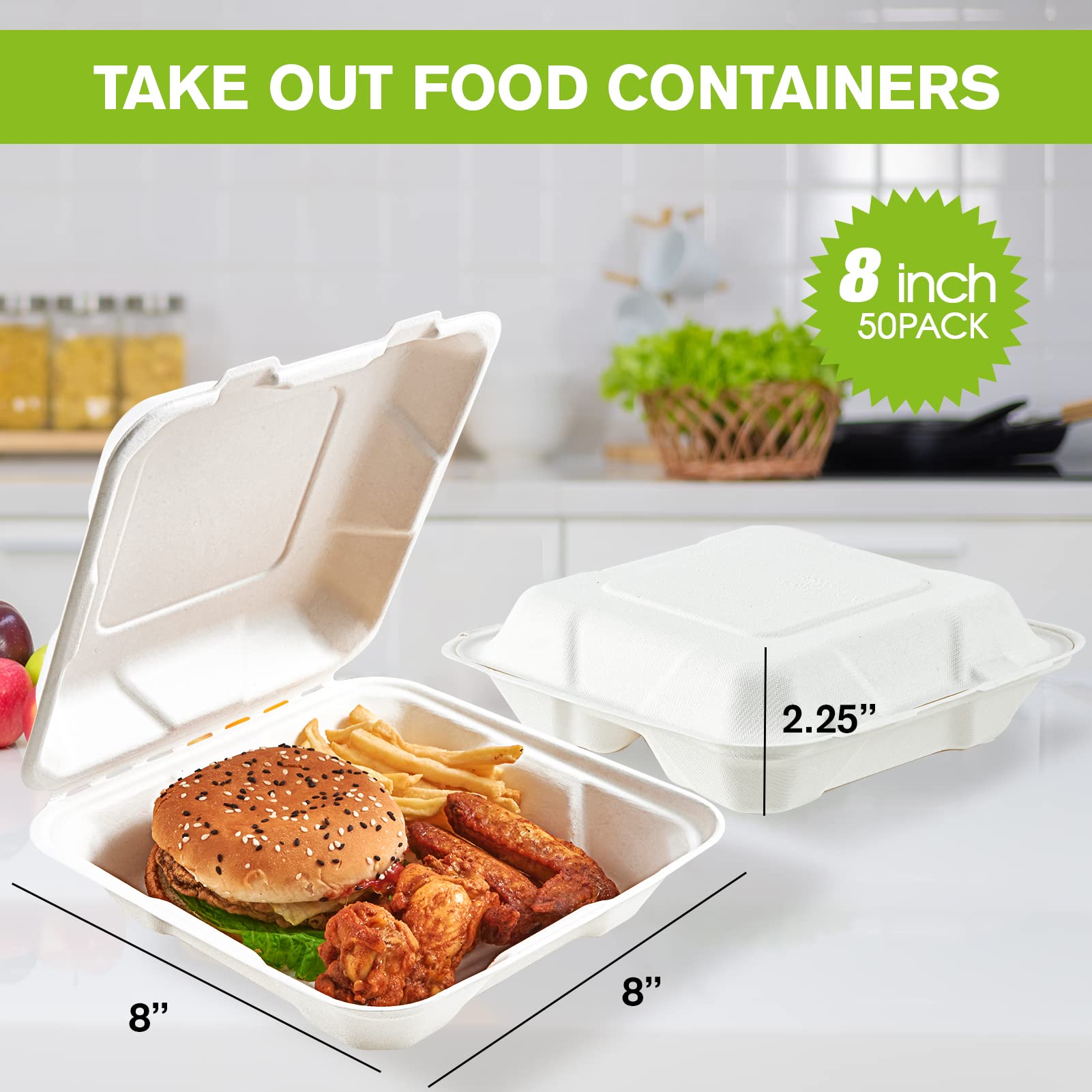 Mua ECOLipak 50 Pack Clamshell Take Out Food Containers, 100% ...