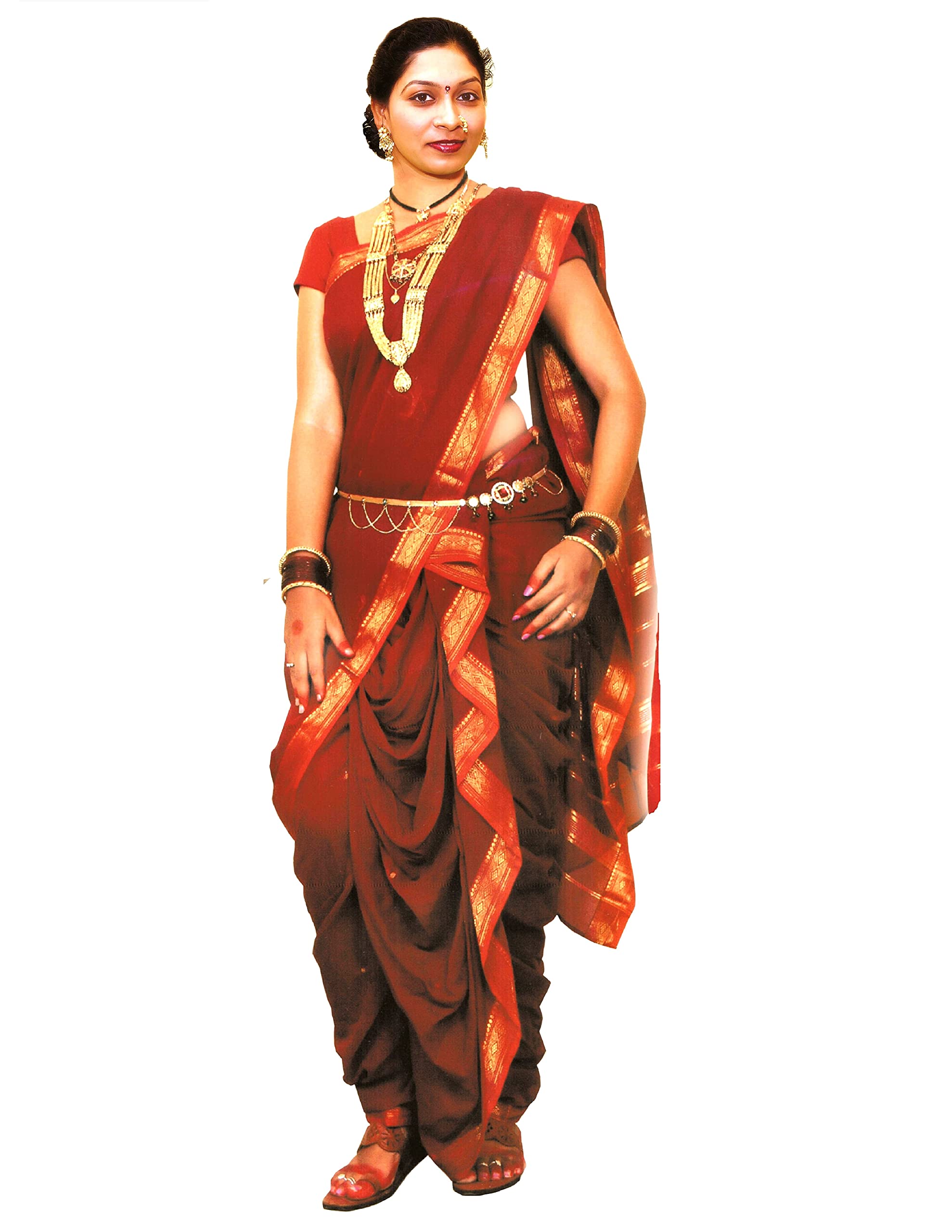 Buy Womens Ready To Wear 9 Mtrs Nauwari Saree Mahatrian Kashta Nauvari ...