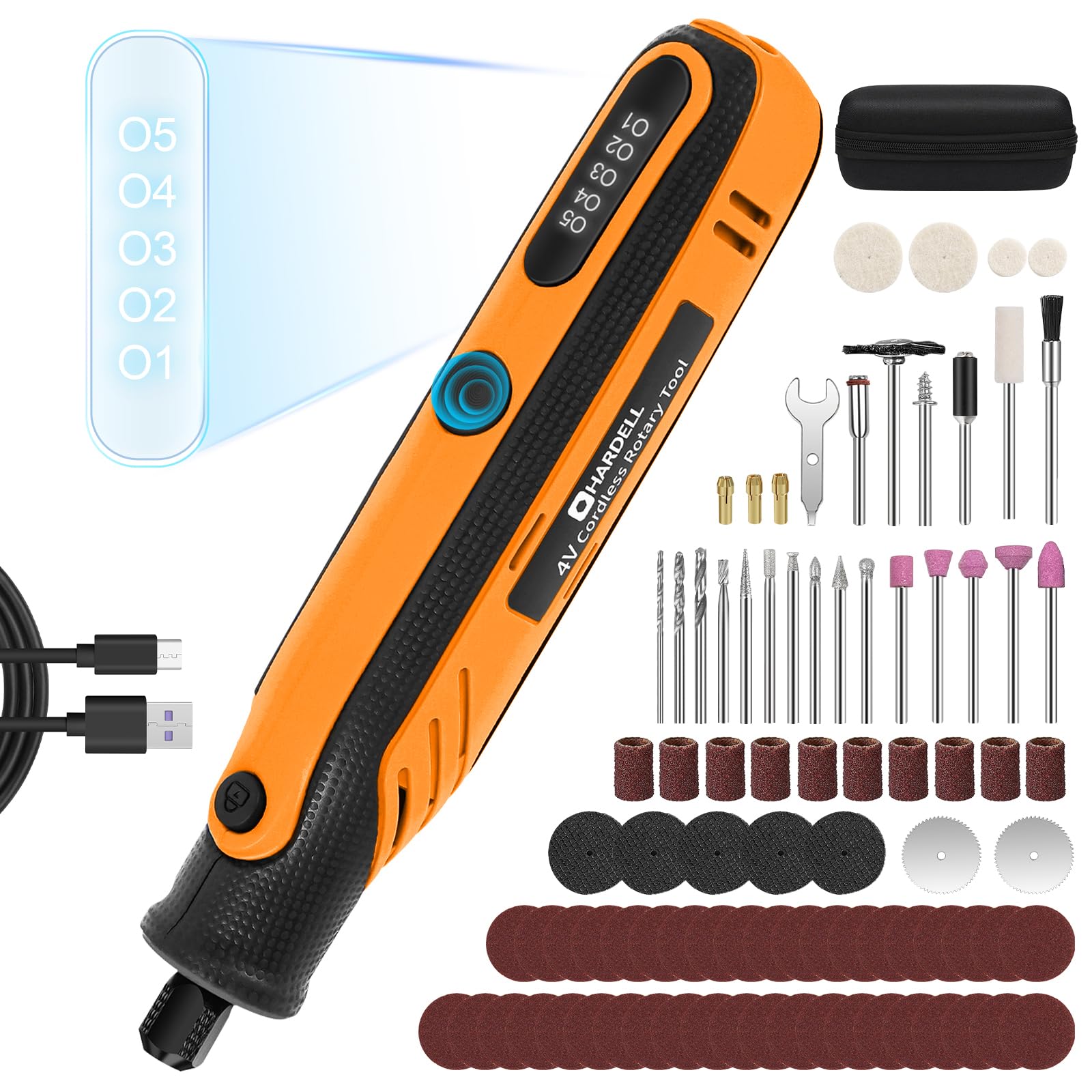 HARDELL Rotary Tool, 4V Mini Cordless Rotary tool Kit con 5 Speed ...