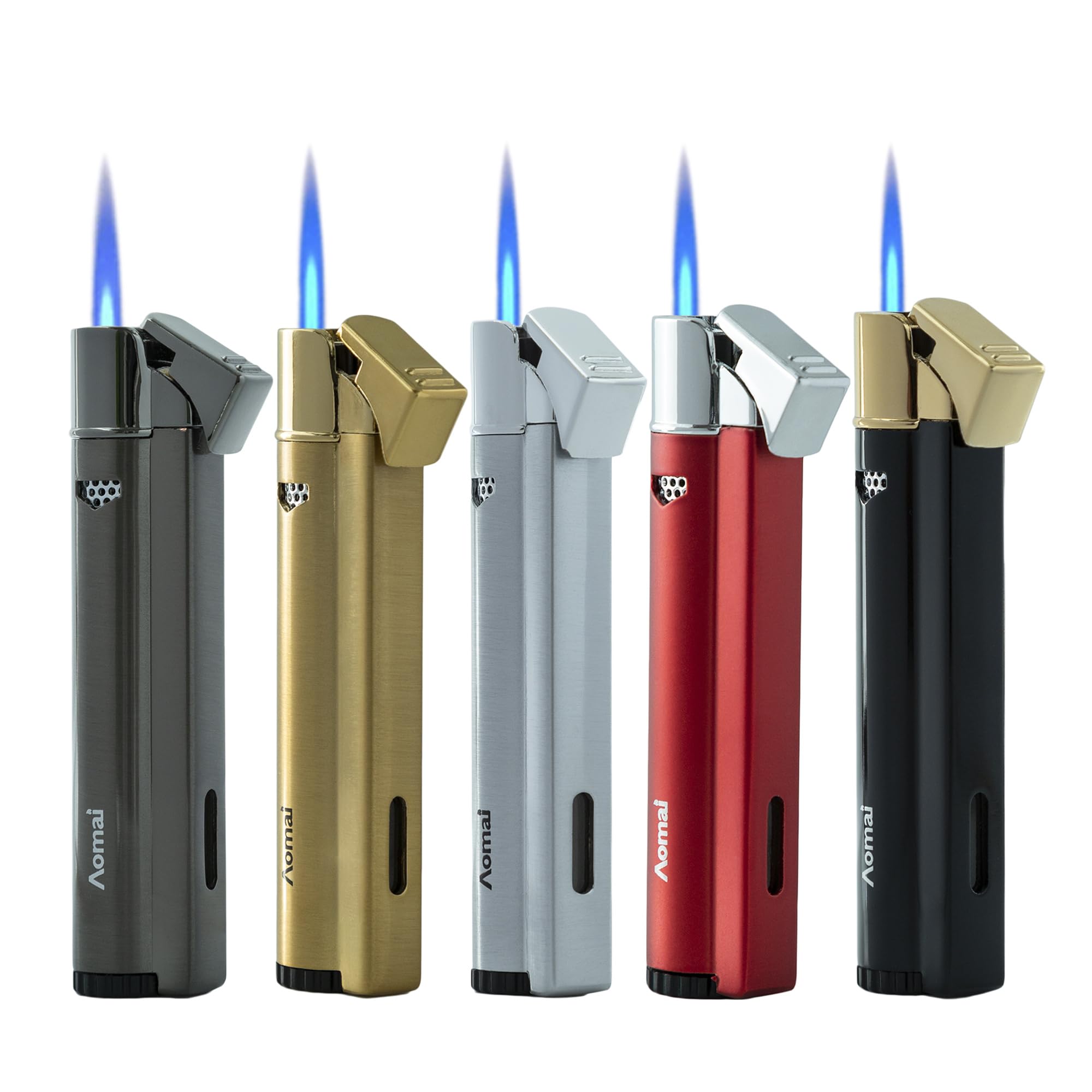 5 Pack Butane Torch Lighter Fuel Refillable Gas Window Viewable ...