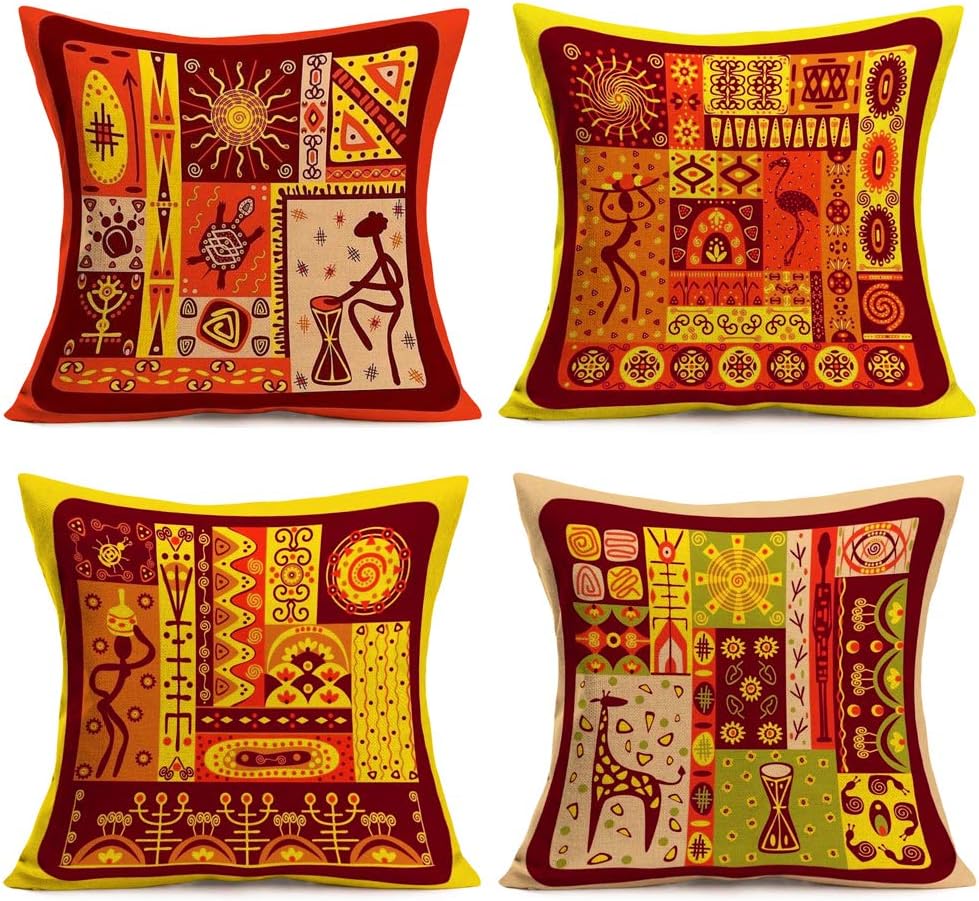 Amazon.com: Throw Pillow Covers African Tribe Ethnic Series Cotton ...