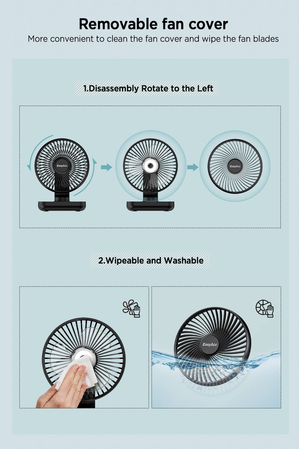 Mua EasyAcc Small Desk Fan 4000 Battery Fan, 5-23 Working Time ...