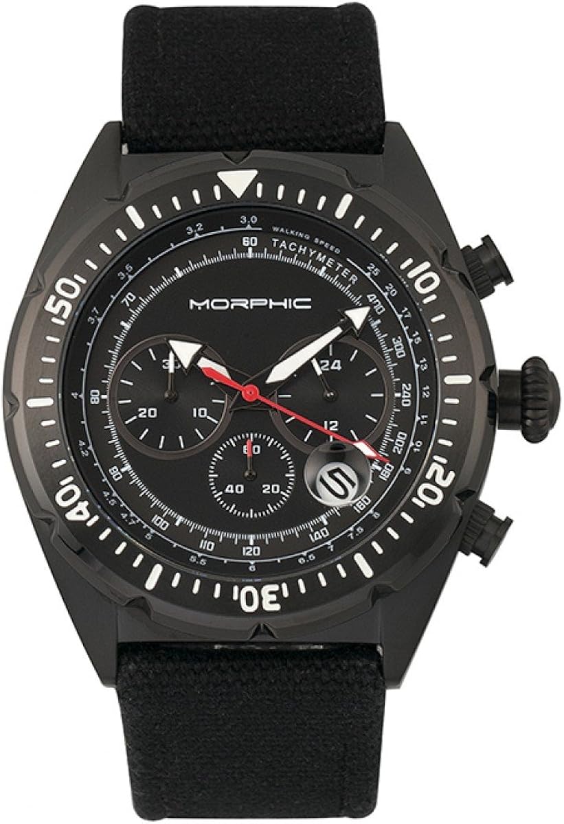 Morphic M53 Series Men's Quartz Black Genuine Leather Strap Chronograph ...