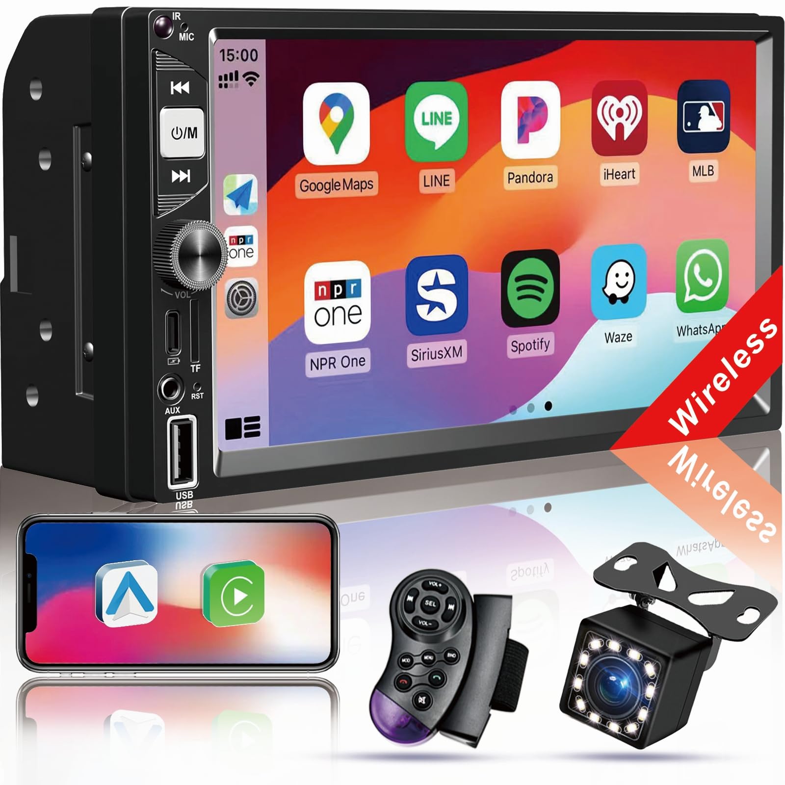 Mua 7'' Wireless Works with Apple Carplay Double Din Car Stereo,FM Car ...