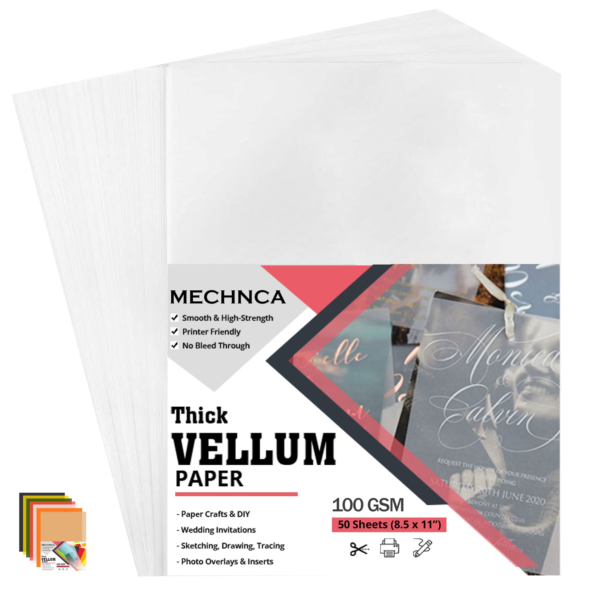 Mua Vellum Paper 8.5 x 11 Translucent Printable - Pack of 50 - Tracing ...