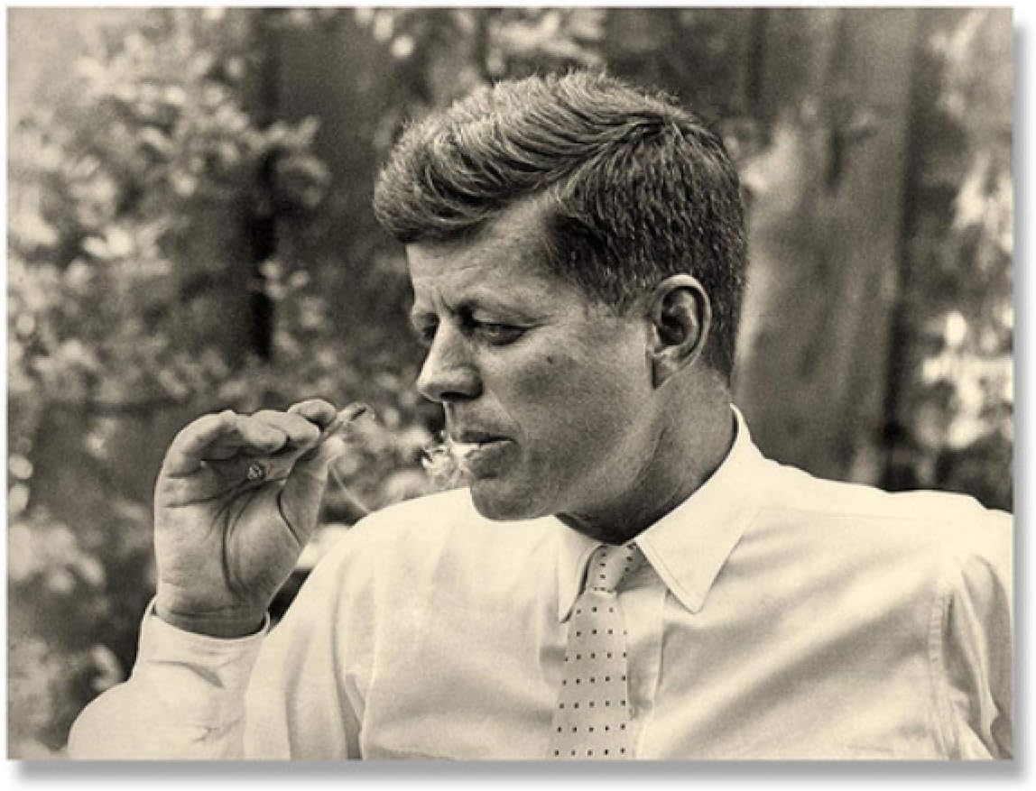 Yxjj1 Cartel vintage Impresión de fotos John F Kennedy Fumar Jfk 1950s ...