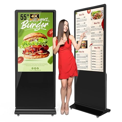 QIXZOCV 55 Inch 4K Touchscreen Kiosk, Indoor Floor Standing Digital ...