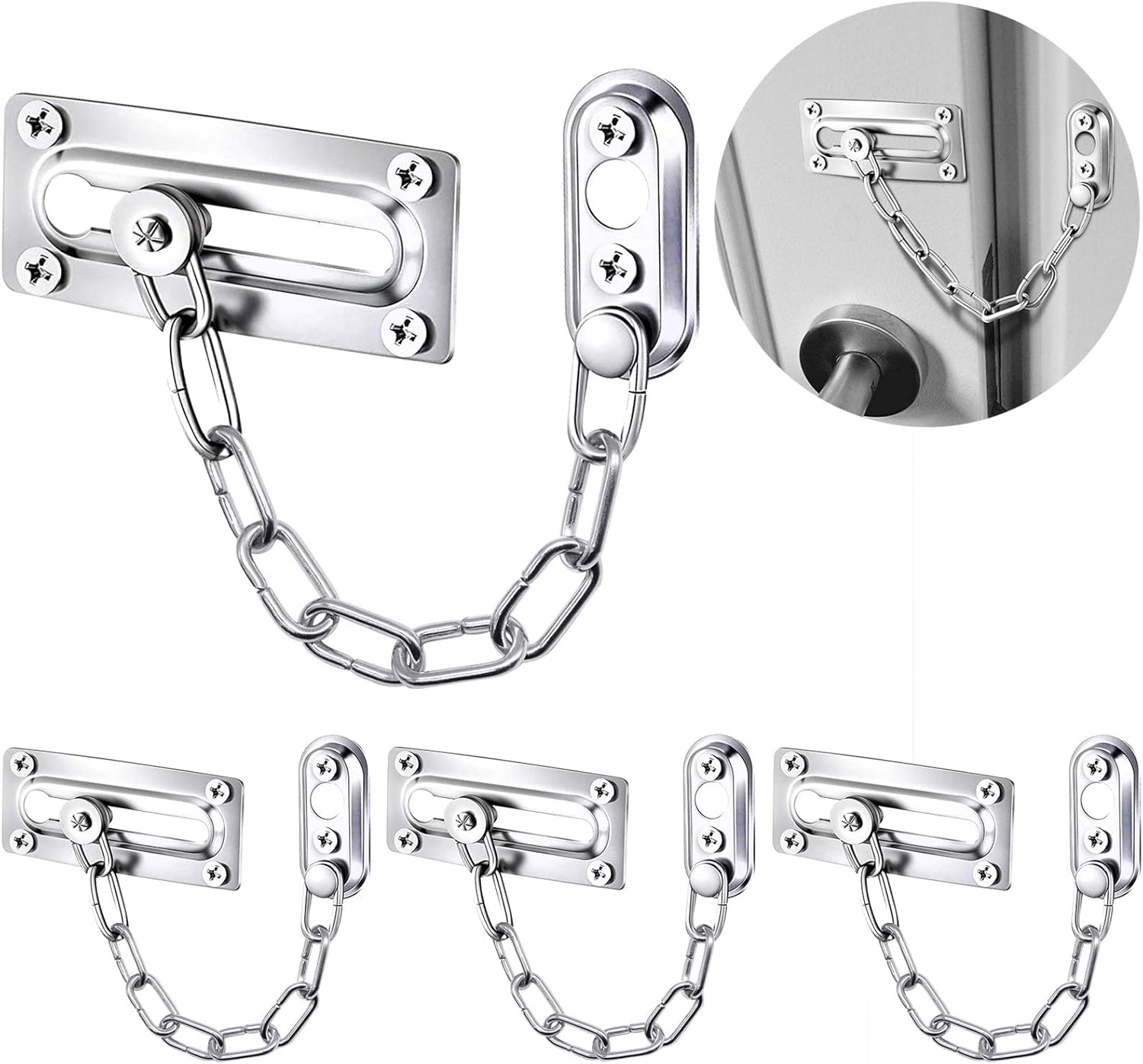 Hioph 4 Pieces Chain Door Guards with Lock Chain, Chain Door Locks ...