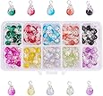 Amazon.com: PH PandaHall 100pcs 10 Color Drops Crackle Glass Beads with ...