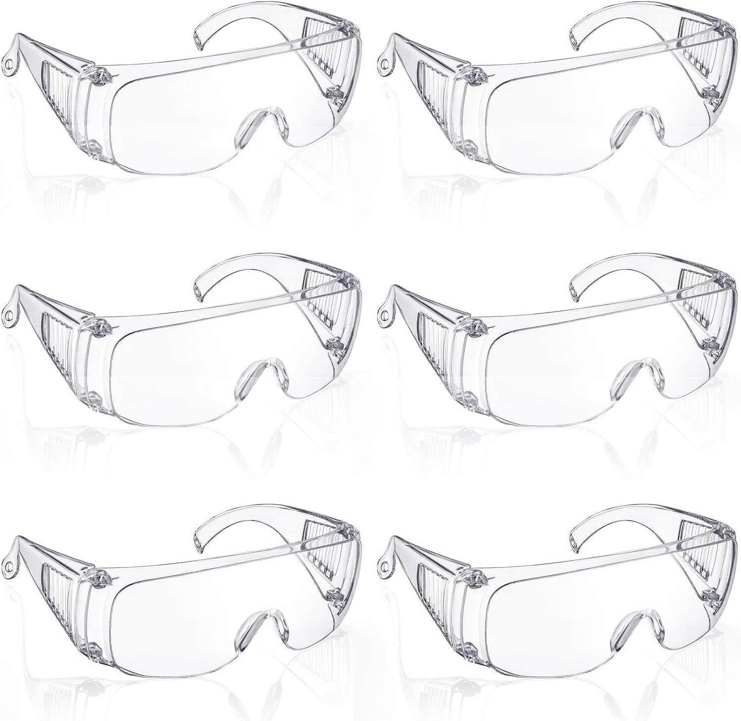 6 Packs Protective Polycarbonate Eyewear Clear Safety Goggles Anti-Fog ...