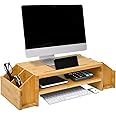 Amazon.com: WAYTRIM 2-Tier Bamboo Monitor Stand, Wood Computer Monitor ...