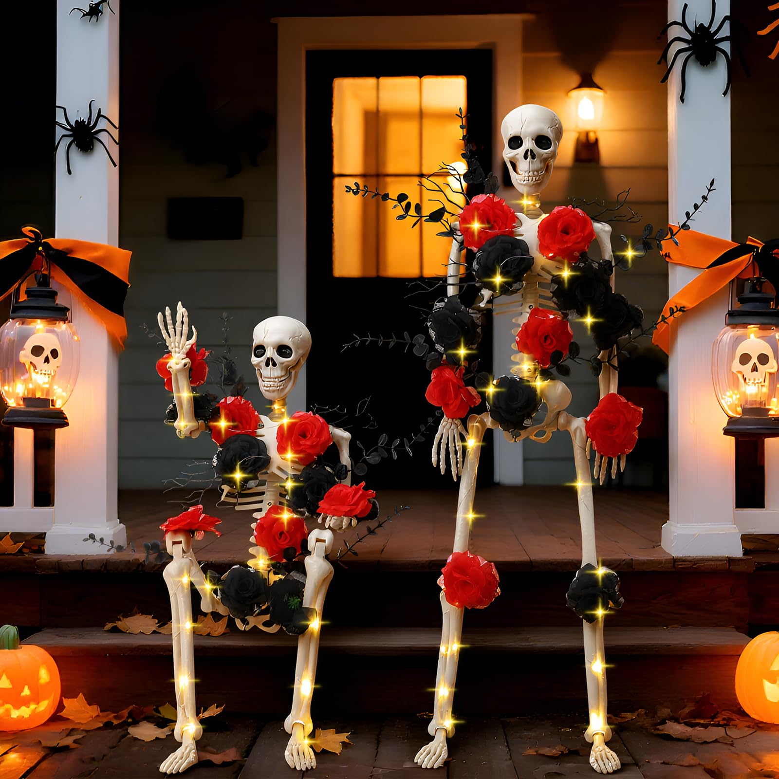 Pinkunn 36 Inch Halloween Light up Skeleton Decorations with 12 ...