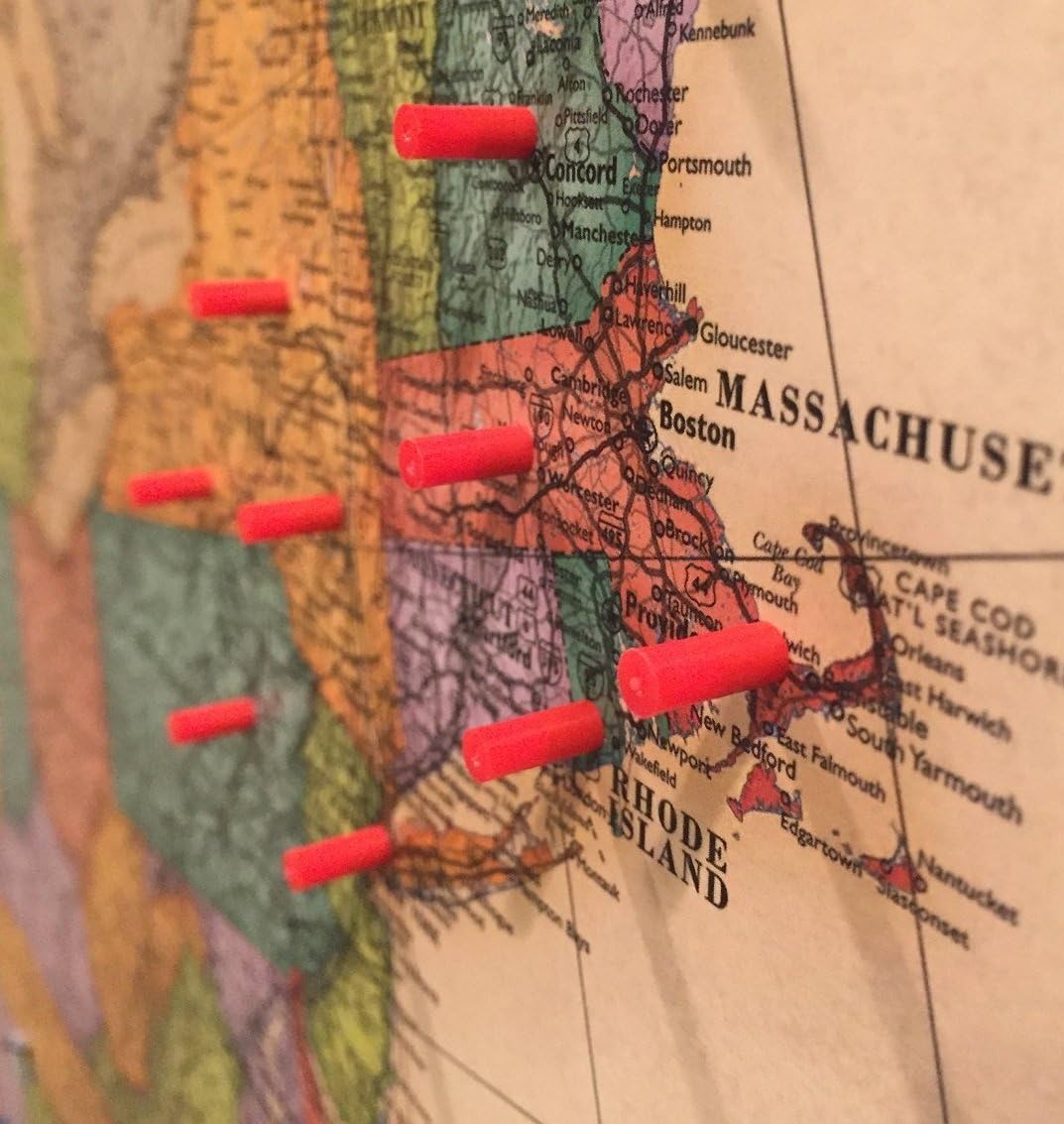 Amazon.com : Map Magnets - 40 Magnetic Push Pins in Red - Tiny Colorful ...
