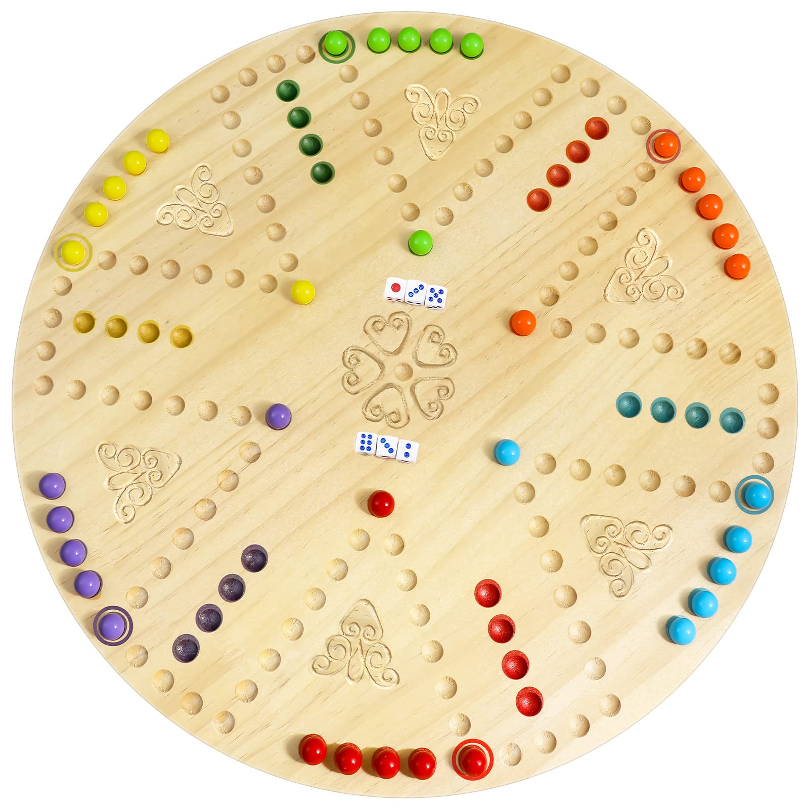 Marble Board Game Wooden Wahoo Double Side Painted Board Game with 6 ...