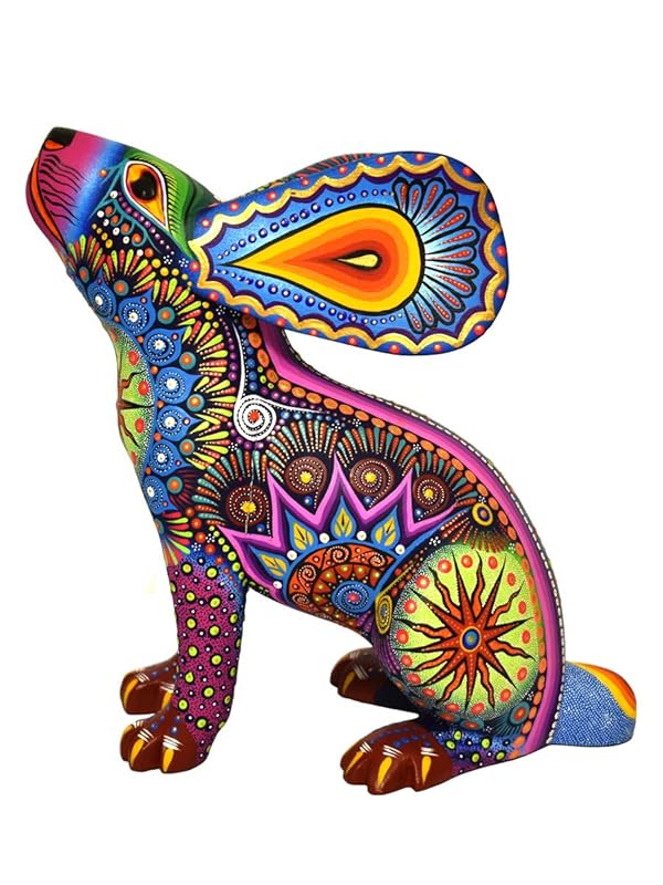 Alebrije conejo grande de madera color azul, hecho artesanalmente en ...