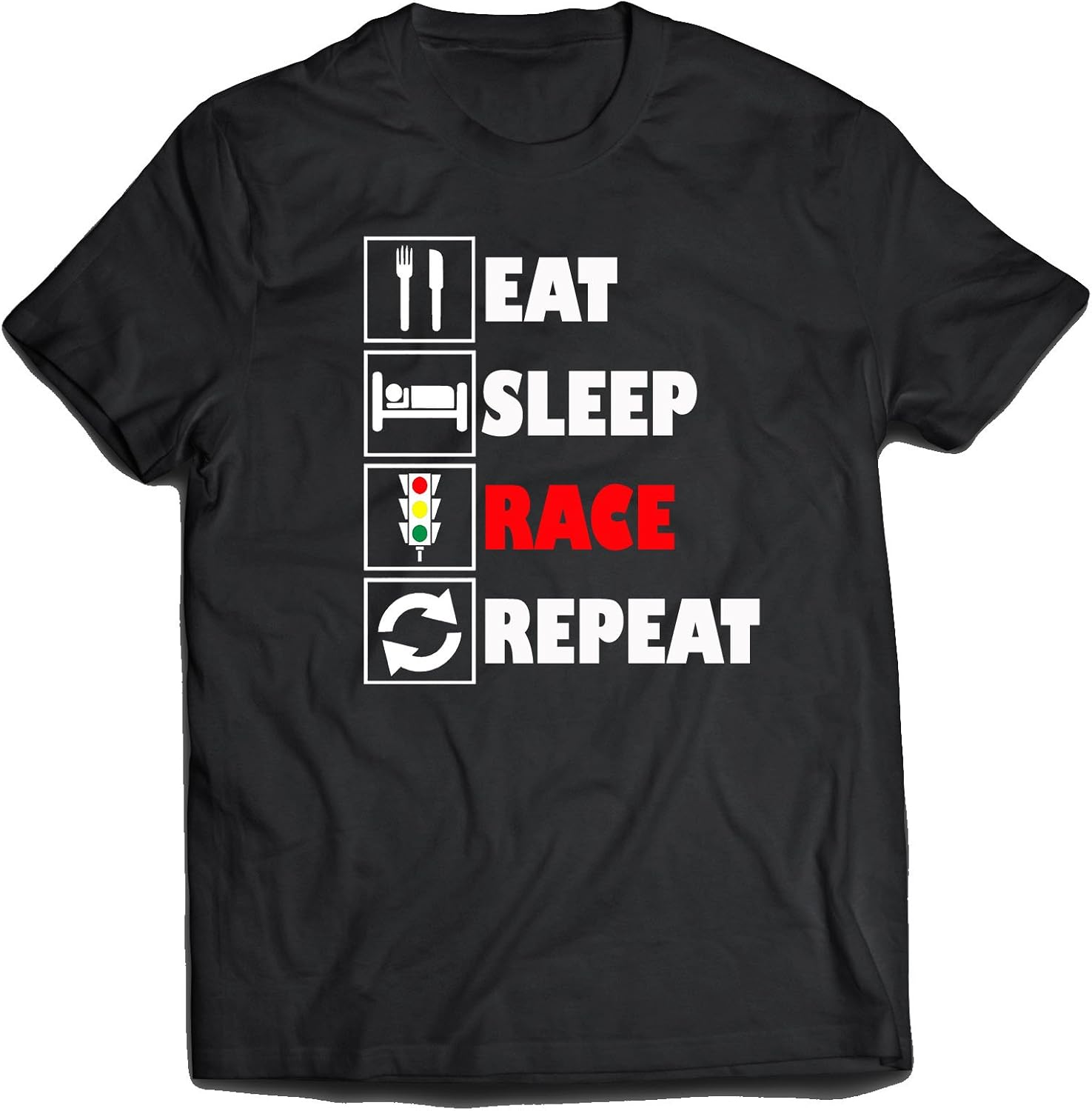 Eat Sleep Race Repeat Icons Shirt For Car Guys and Gals (Unisex ...