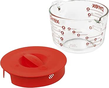 Pyrex Prepware 8-Cup Measuring Cup, Clear with Red Lid and Measurements ...