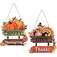 Amazon.com: 2 Pieces Give Thanks Wood Sign and Happy Thanksgiving Door ...