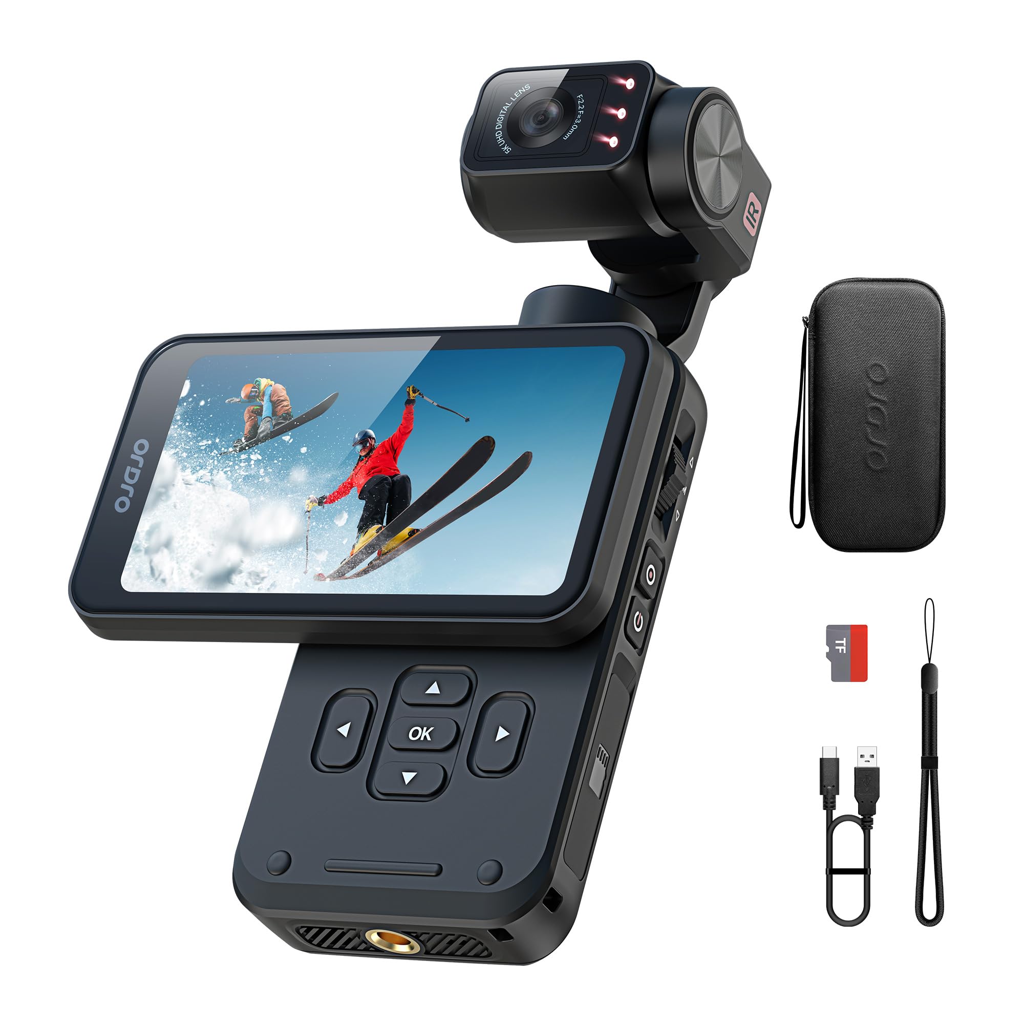 5K Vlogging Camera, 3-Axis Stabilization Vlog Camera, 3.5'' Rotatable ...