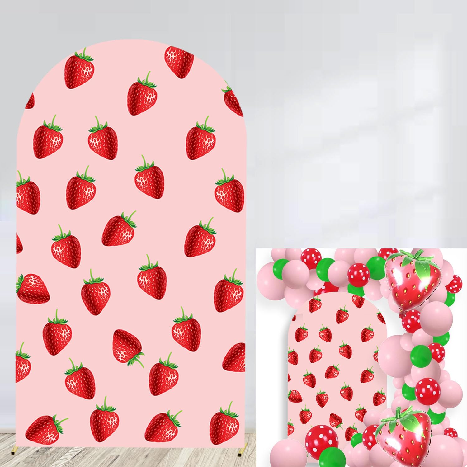 Pink Strawberry Theme Arch Backdrop Covers Sweet Strawberry Arch Cover ...