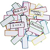 Amazon.com : 60 Dry Erase Magnetic Labels: 3"x1.2" Blank White Name ...