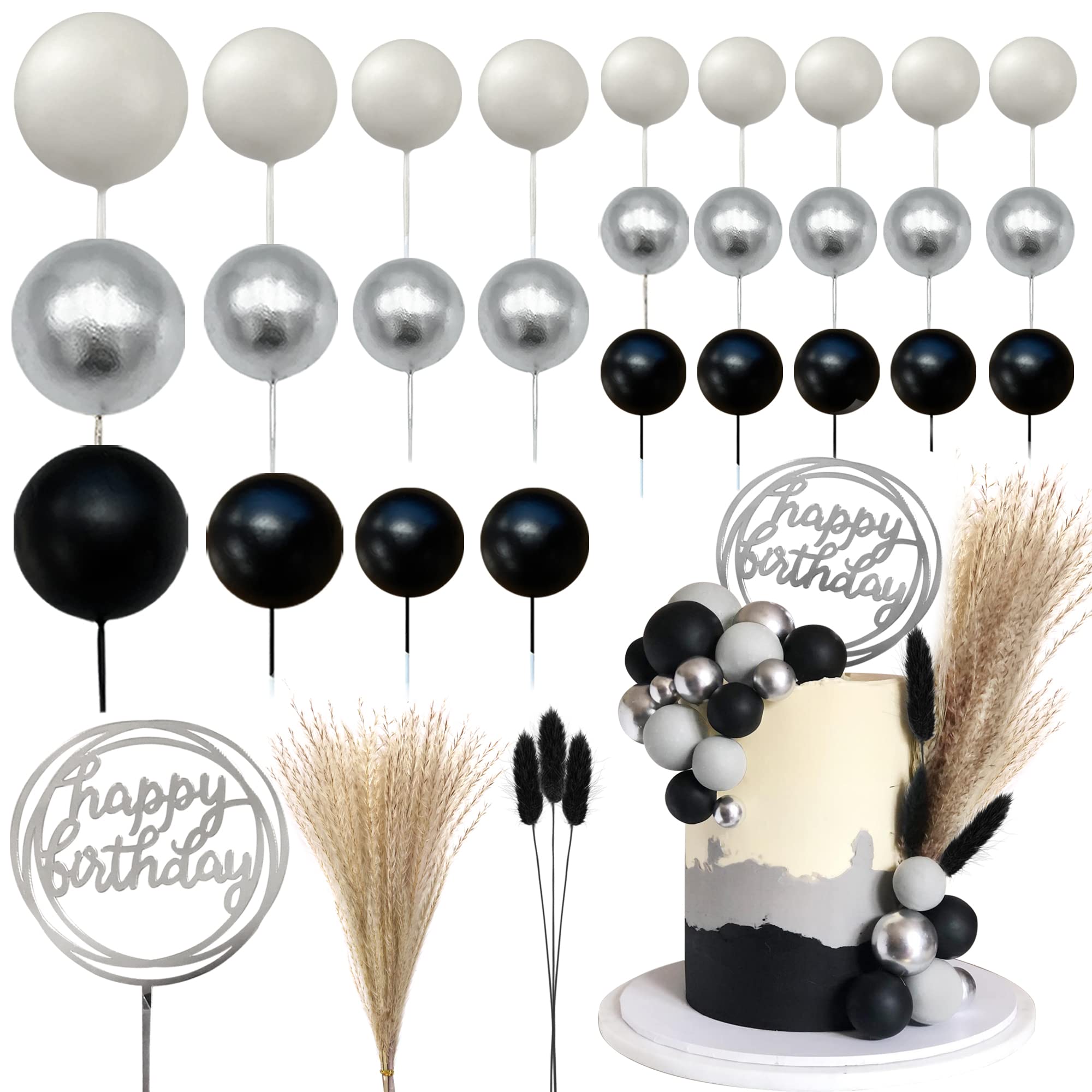 Colorful Balls Cake Topper Mini Balloons Cupcake Topper Foam Cake Balls ...