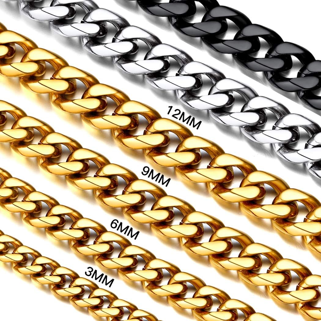 Mua Suplight 3mm/6mm/9mm/12mm Miami Curb Cuban Link Chain for Men Women, 316L Stainless Steel ...