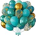 Amazon.com: BBeipulas 93PCS Teal Gold Balloon Arch Kit 12inch Turquoise ...