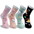 Amazon.com: kikiya socks Character 4 Pairs Crew Socks For Women For ...