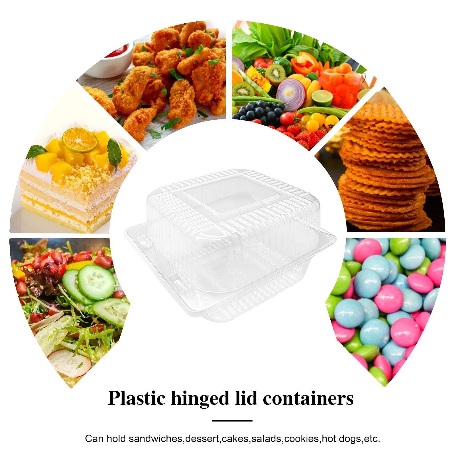 Mua 100 Pcs Clear Hinged Plastic Containers with Lids,Individual Cake ...