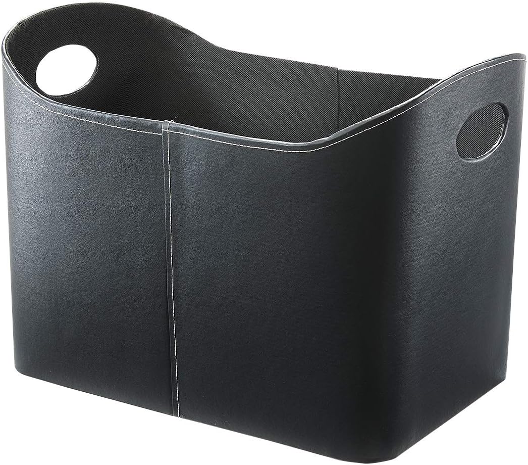 Kobolo Holzkorb Kaminholzkorb Aufbewahrungskorb - Kunstleder - schwarz ...