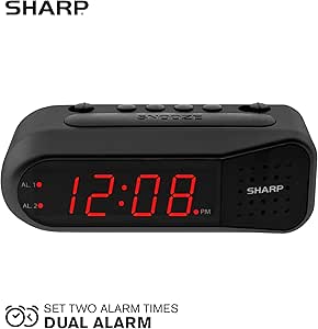 Amazon.com: Sharp Digital Alarm Clock – Black Case with Red LEDs ...