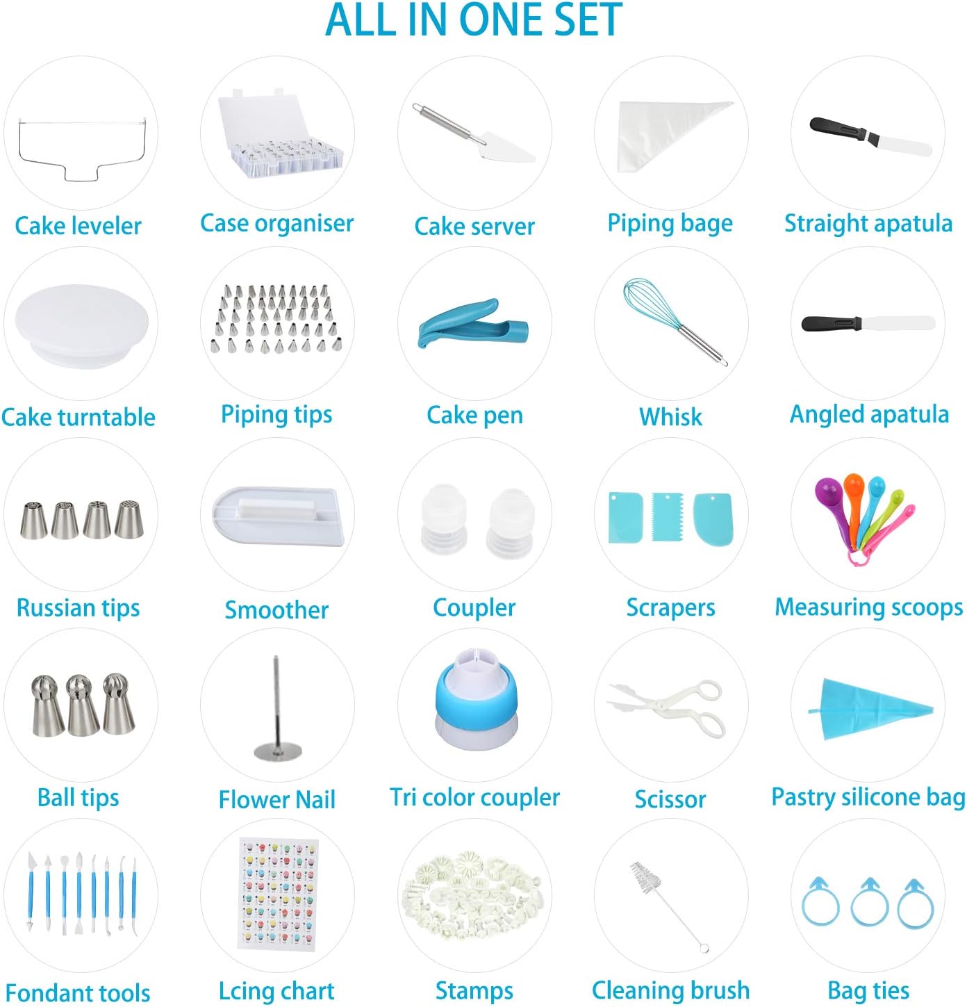 Cake Decorating Equipment, Mlryh 220 PCS Baking Kit with Cake Rotating ...