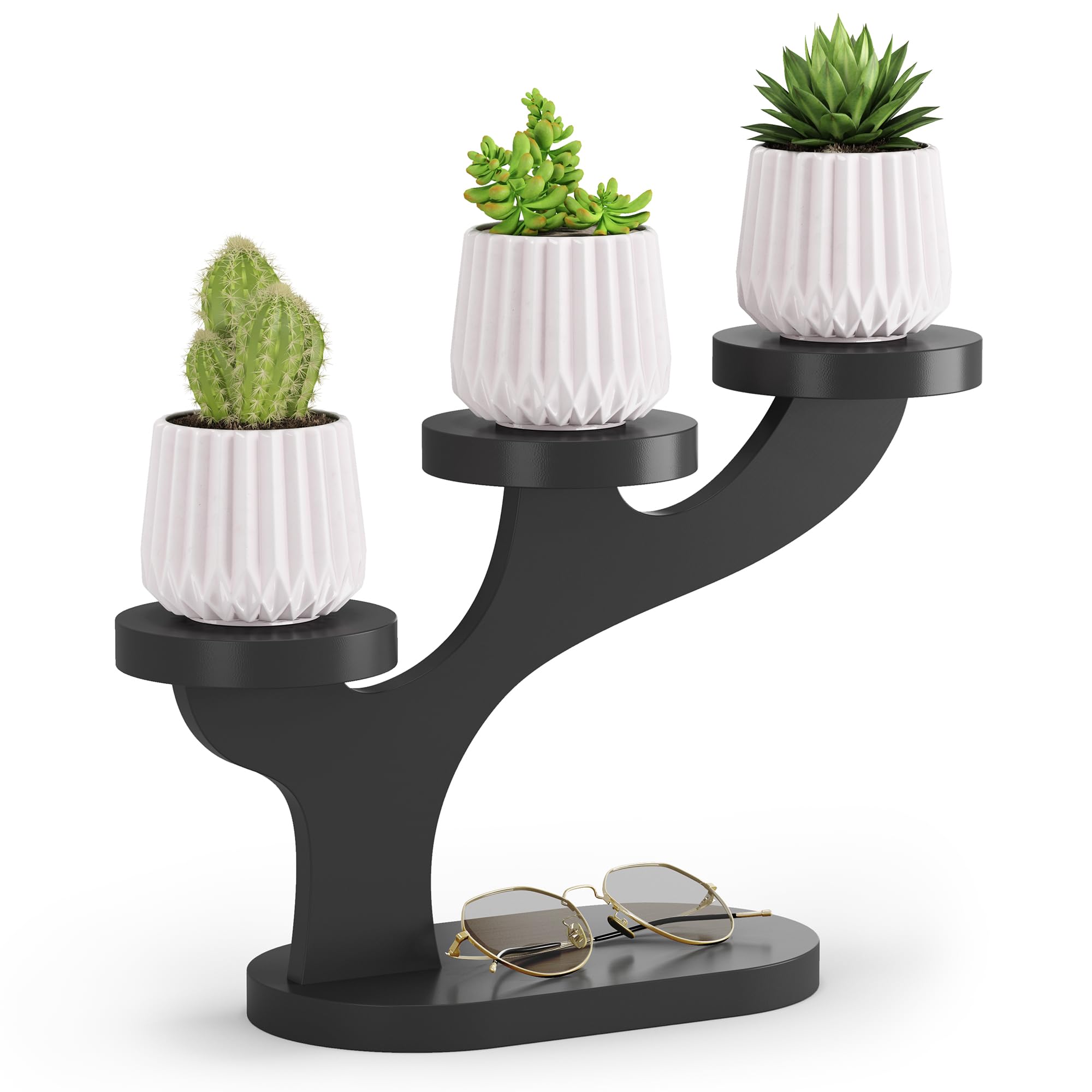 Bamboo Tabletop Plant Stand Indoor, 3 Tier Wood Desktop Small Plant ...