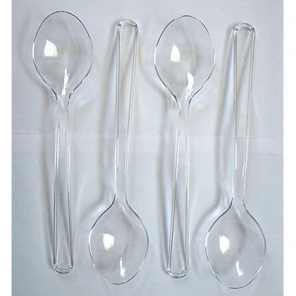 Set of 8 - 10" Clear Plastic Serving Spoons For Events Reusable or ...