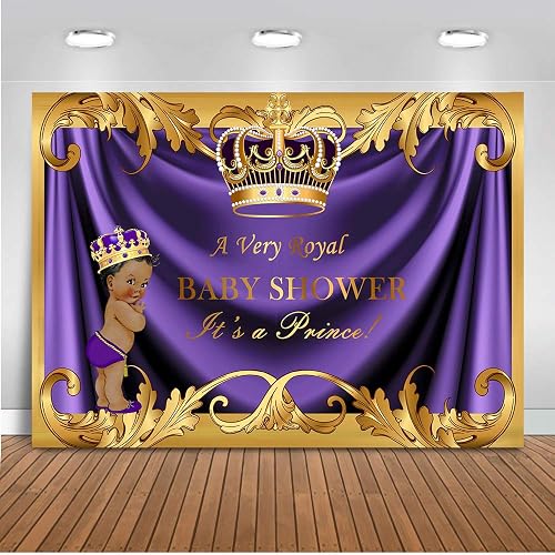 Mehofoto Royal Purple Prince Baby Shower Backdrop Purple Gold Crown ...