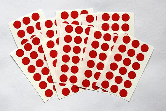 175 Red Round Stickers - Sticky Coloured Self Adhesive Dots for Colour ...