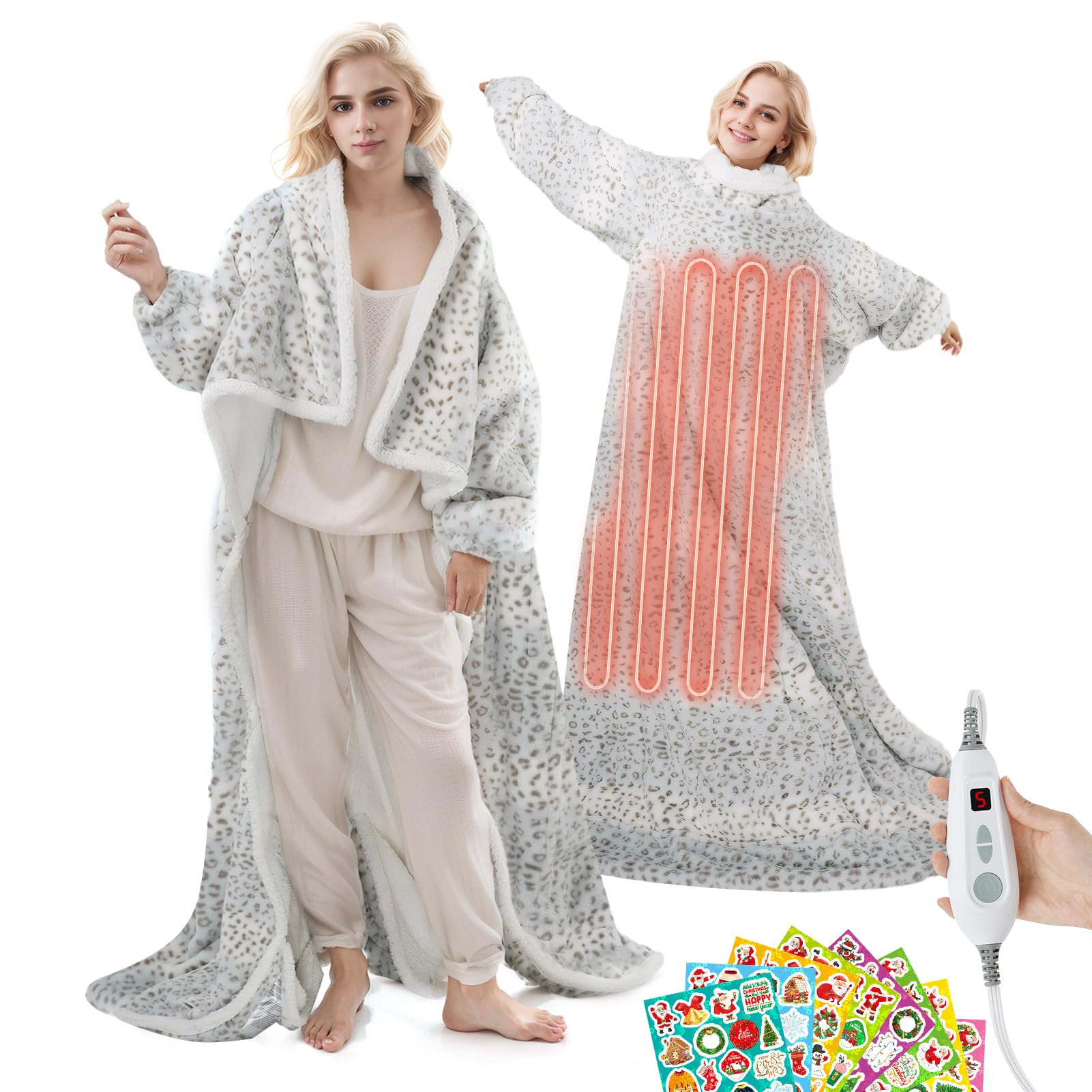 Teglu 2024 Electric Heated Blanket with Foot Pocket, Wearable Heating ...