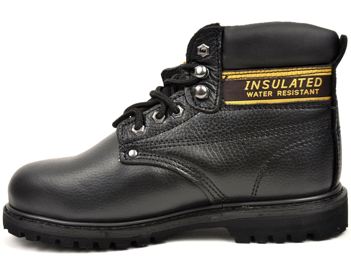 Buy LABO New Brand Men's Genuine Leather Black Work Boots Size 7.5 at ...