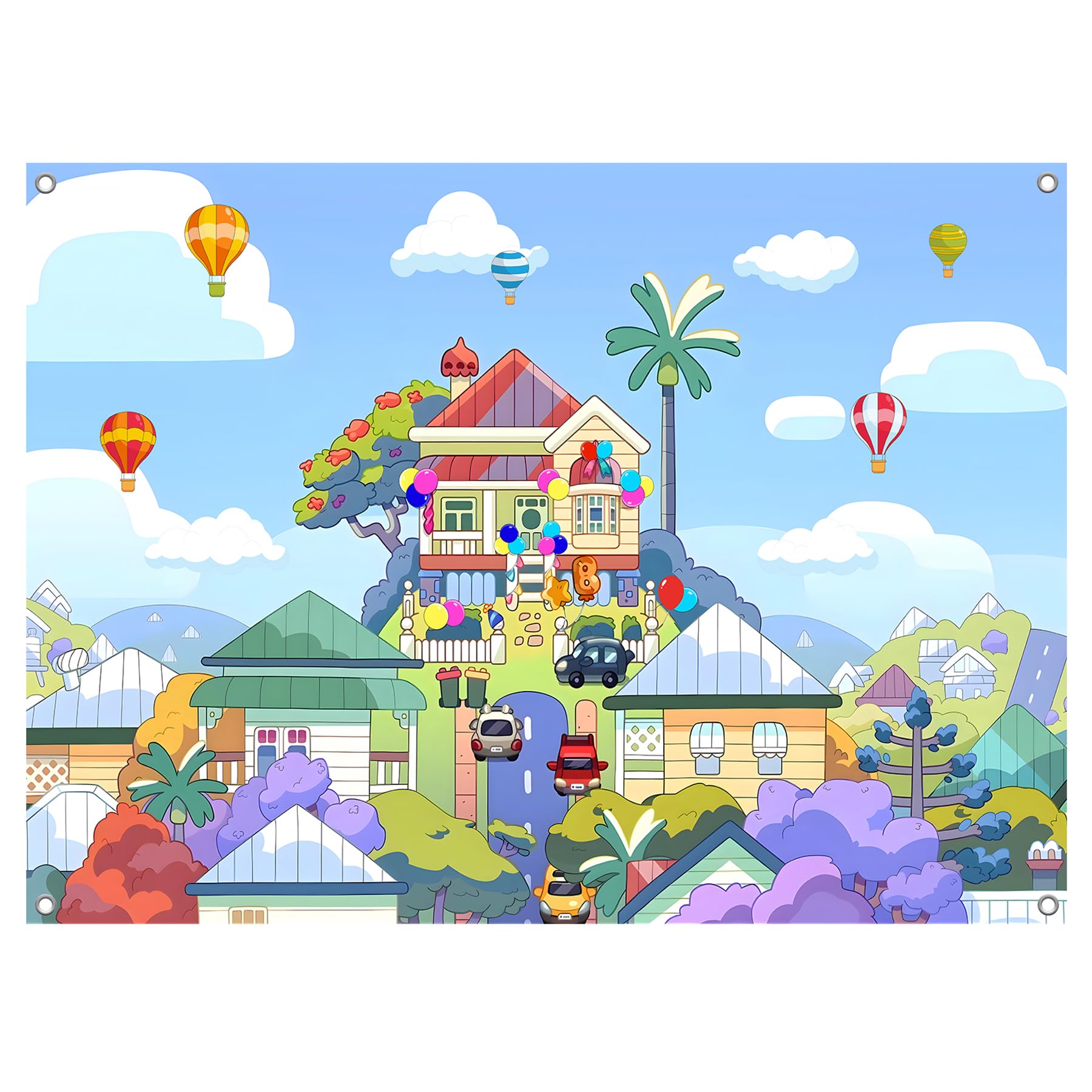 Umurilxy 7x5ft Cartoon Dog House Backdrop Blue Sky Car Birthday