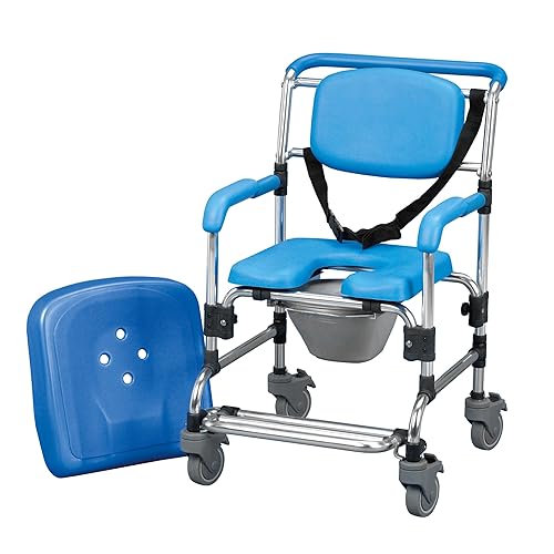 Homecraft Ocean Wheeled Shower Commode Chair, Padded Shower Seat with ...
