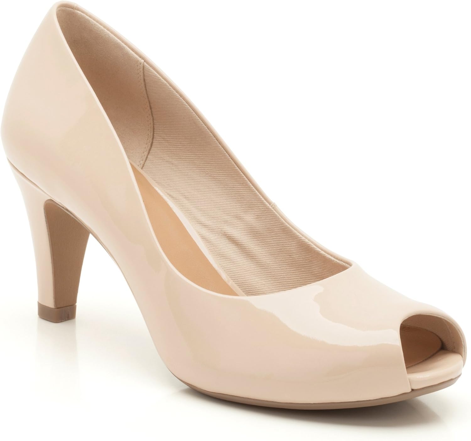 Clarks Womens Smart Clarks Chorus Sing Leather Shoes In Nude Patent ...
